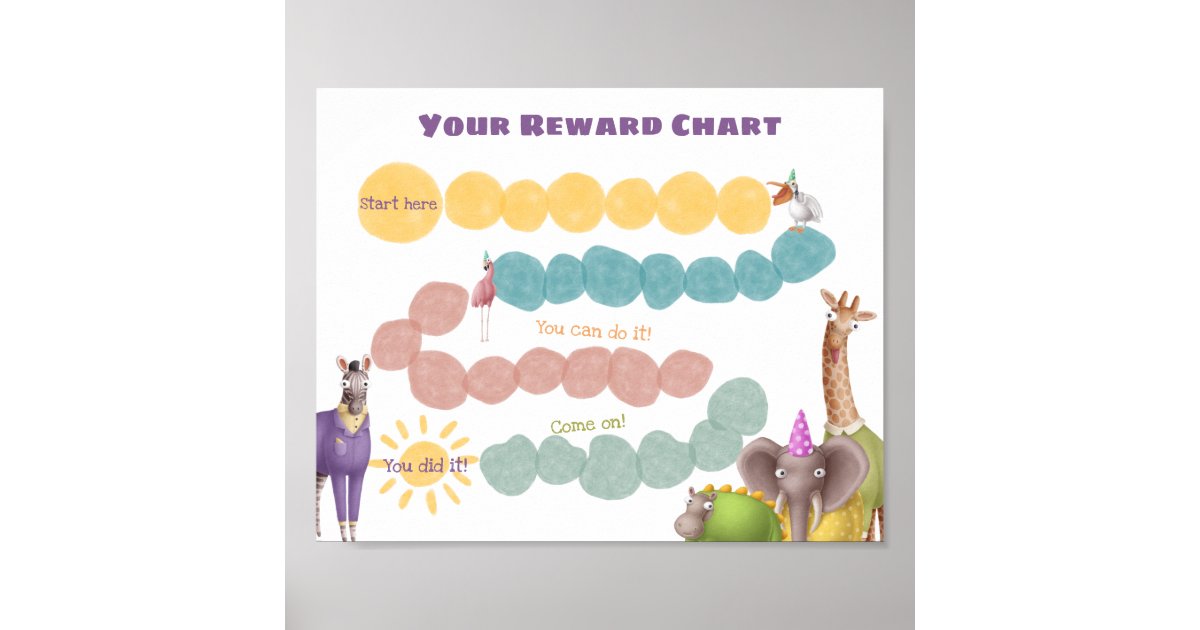 Safari Animals Points Reward Chart Poster | Zazzle.nl
