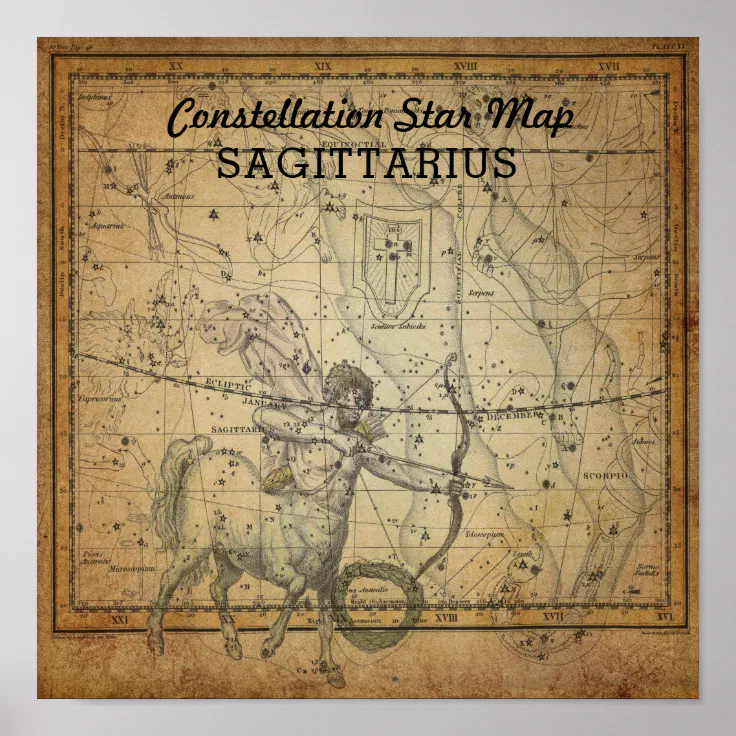 Sagittarius Constellation Star Map Cross Dec Poster | Zazzle.nl