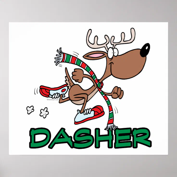 schattige rendier DASHER-cartoon Poster | Zazzle.nl