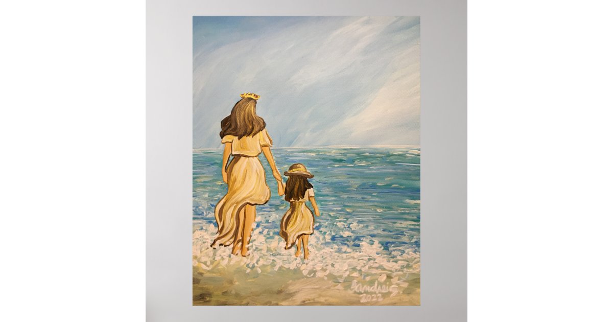Schilderen van moeder en dochter poster | Zazzle.nl