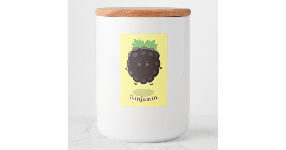 Schuif de paarse cartoon van de braam. voedselcontainer etiket | Zazzle.nl