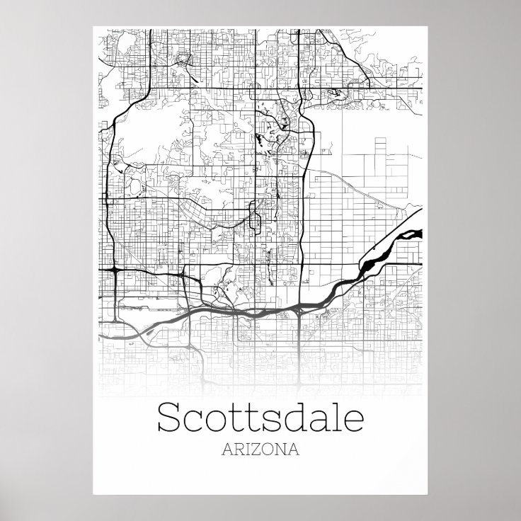 Scottsdale Map - Arizona - Poster voor stadskaarte | Zazzle.nl