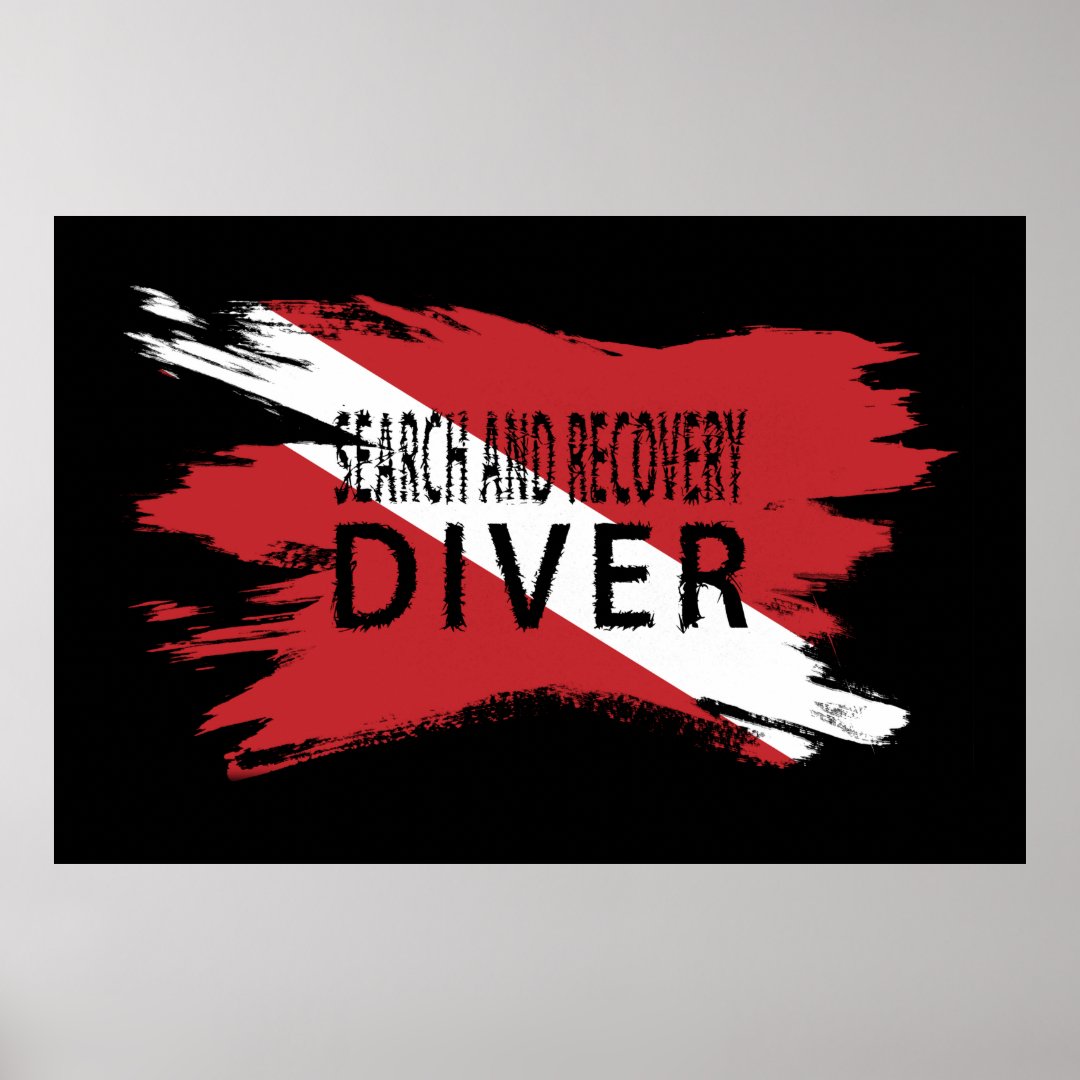 Search and Recovery Diver, Diver Down Flag, Scuba Poster | Zazzle.nl