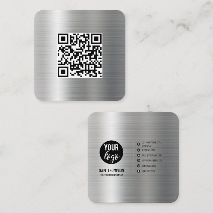 Silver Metal QR Code Business Logo Visitekaartje | Zazzle.nl