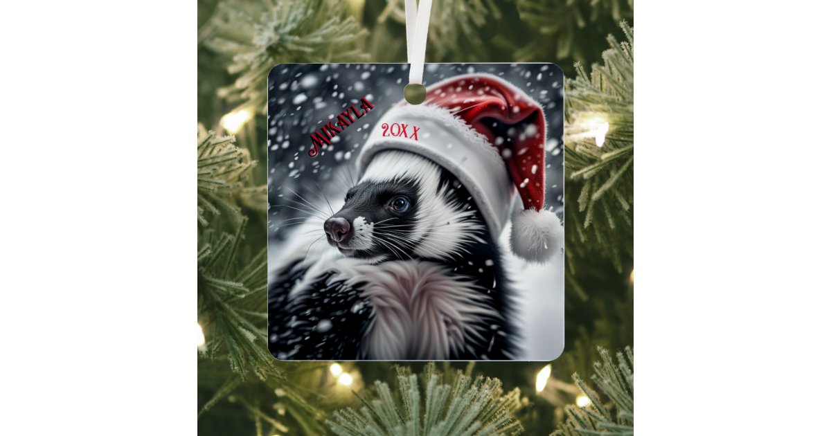 Skunk in Santa Hat Keramisch Ornament | Zazzle.nl
