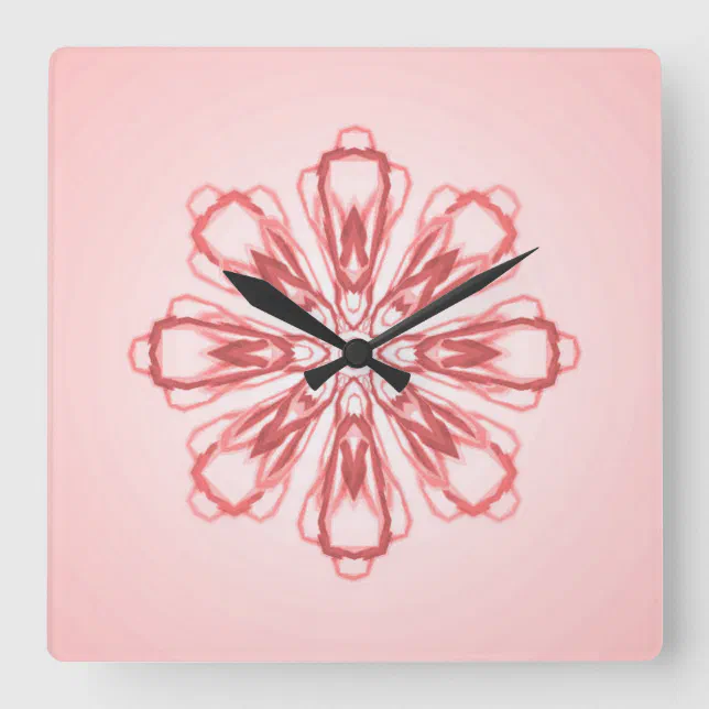 Snowflake Red Square Wall Clock van Janz Vierkante Klok | Zazzle.nl