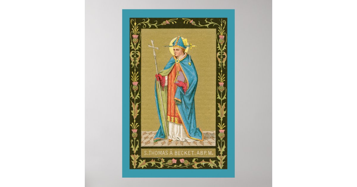 St. Thomas Becket met zwaard in Miter (P 005) Poster | Zazzle.nl