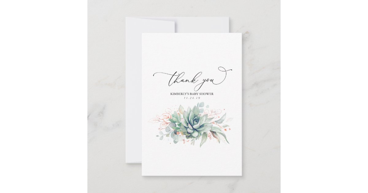 Succulents Greenery Baby shower Dank u Bedankkaart | Zazzle.nl
