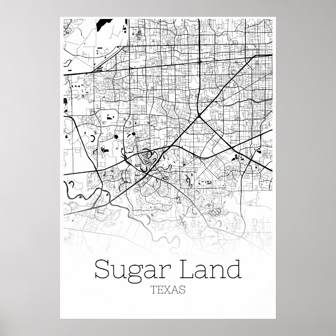 Sugar Land Map - Texas - City Map Poster | Zazzle.nl
