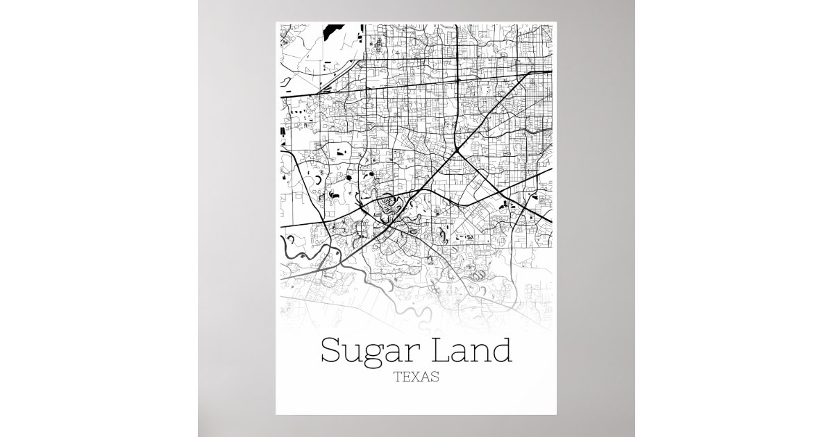 Sugar Land Map - Texas - City Map Poster | Zazzle.nl