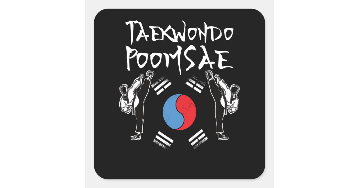 Taekwondo PoomSae Uniform Koreaans Logo Vierkante Sticker | Zazzle.nl