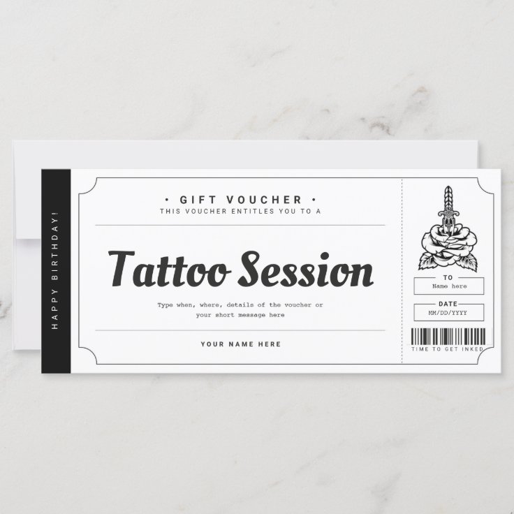 Tattoo Cadeaubon Kaart Ticket Voucher Certificate | Zazzle.nl