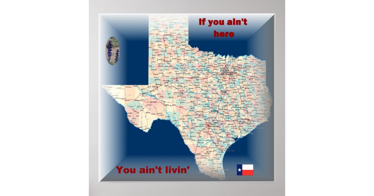 texas-road-map poster | Zazzle.nl