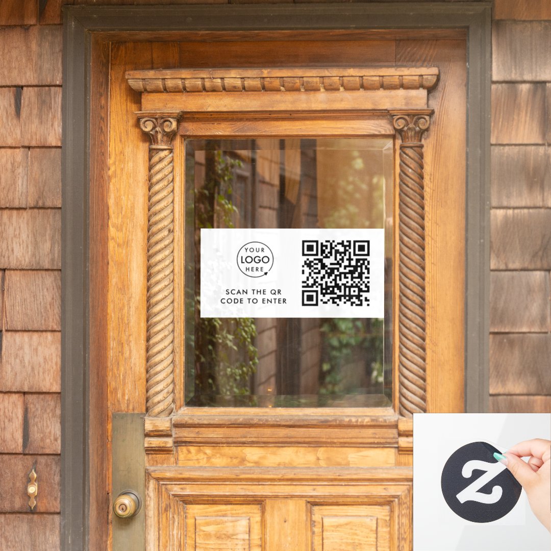 Toegangsbeheer | QR Code Business Logo Entry Raamsticker | Zazzle.nl