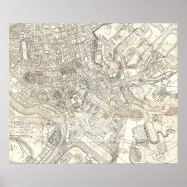 Topographic Map of Oude Rome, Italië Poster | Zazzle.nl