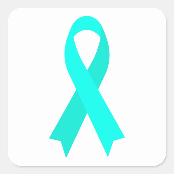Turquoise Awareness Ribbon by Janz White Vierkante Sticker | Zazzle.nl