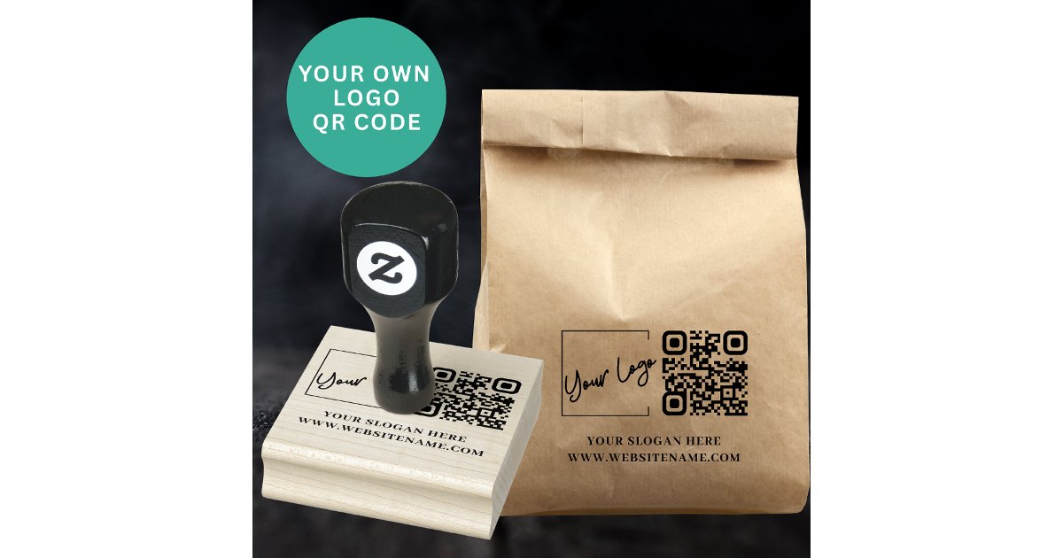 Uw Business Logo QR Code Aangepaste Rubber Stamp Rubberstempel | Zazzle.nl