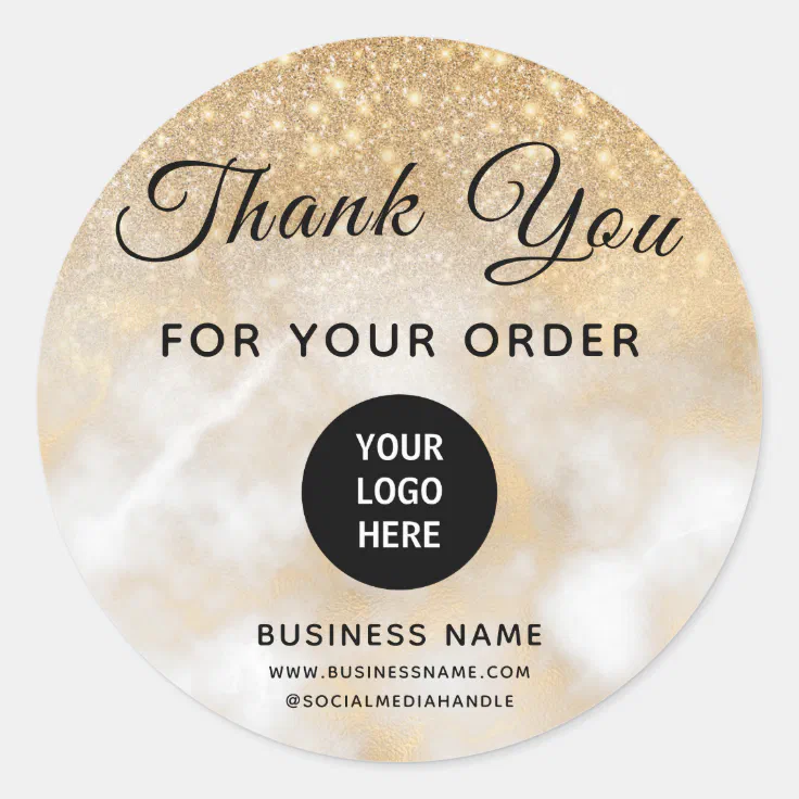 Uw Logo hier bedankt Business Logo Gold Ronde Sticker | Zazzle.nl