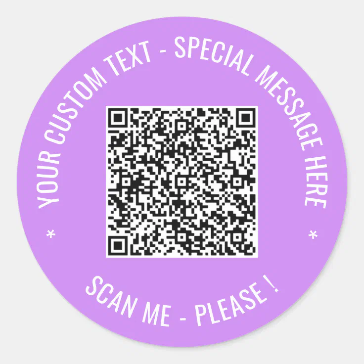Uw QR Code Scan Info Aangepaste tekstkleuren Stick Ronde Sticker ...