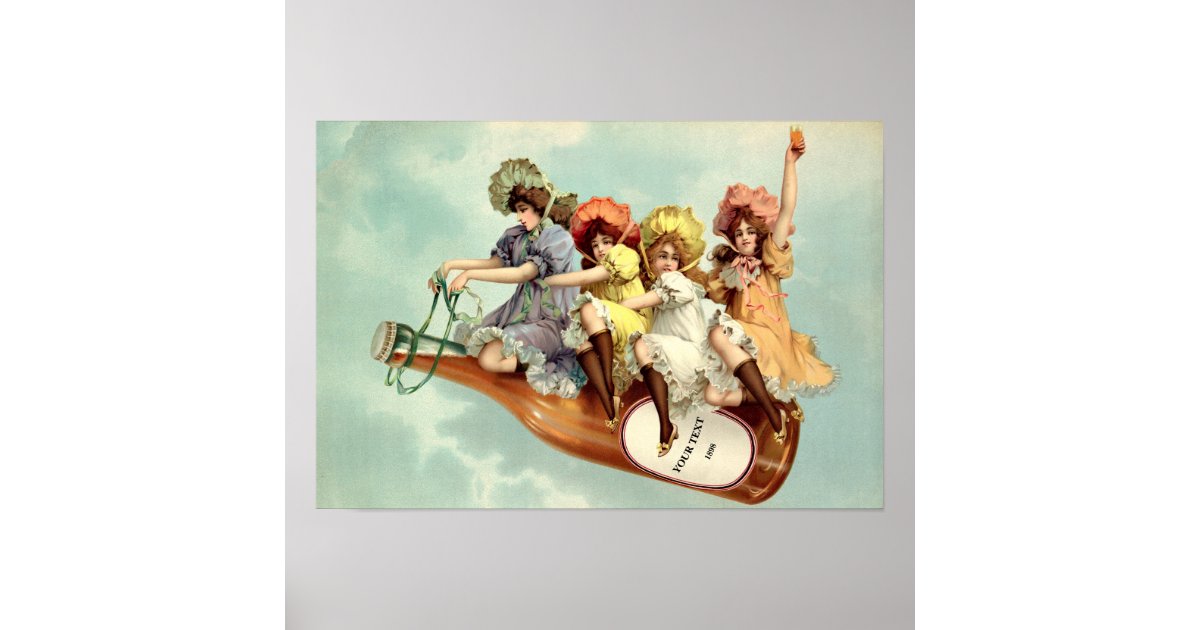 Victoriaans tijdperk Vrouwen op champagne Poster | Zazzle.nl