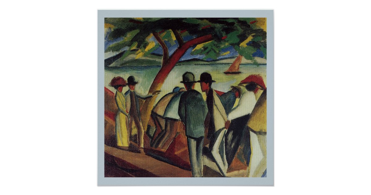 Vintage augustus Macke Walkers bij het meer Poster | Zazzle.nl