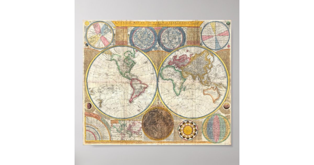 vintage old world map poster | Zazzle.nl