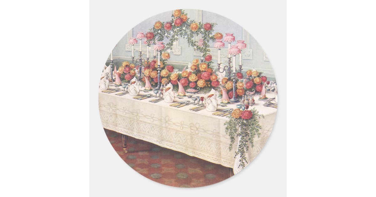Vintage Wedding Banquet Table Ronde Sticker | Zazzle.nl