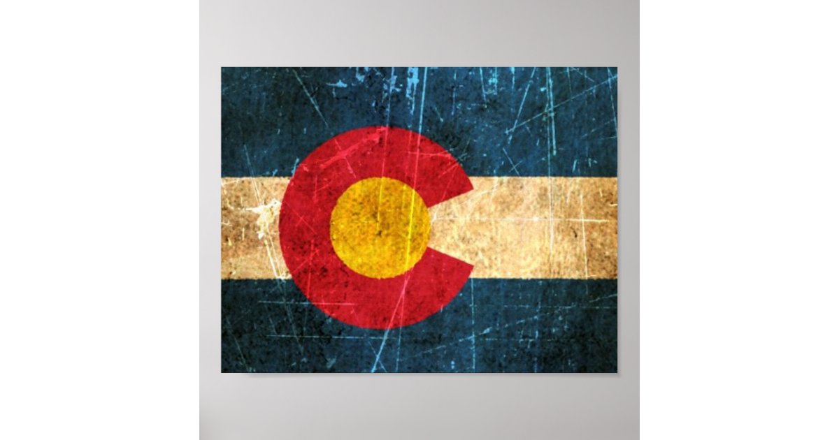 Vlag van Scuffed en Worn Colorado Poster | Zazzle.nl