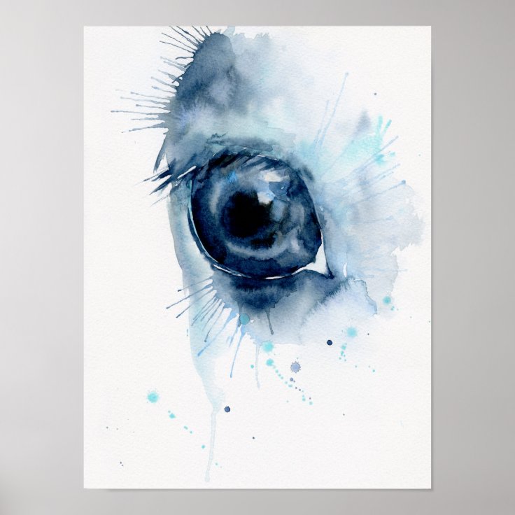 Waterverf Abstract Paardenoog Poster | Zazzle.nl