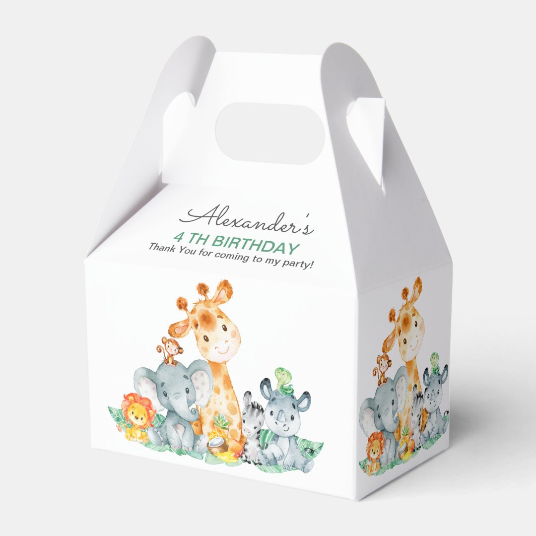 Waterverf Cute Safari Oerwouden Birthday Bedankdoosjes | Zazzle.nl