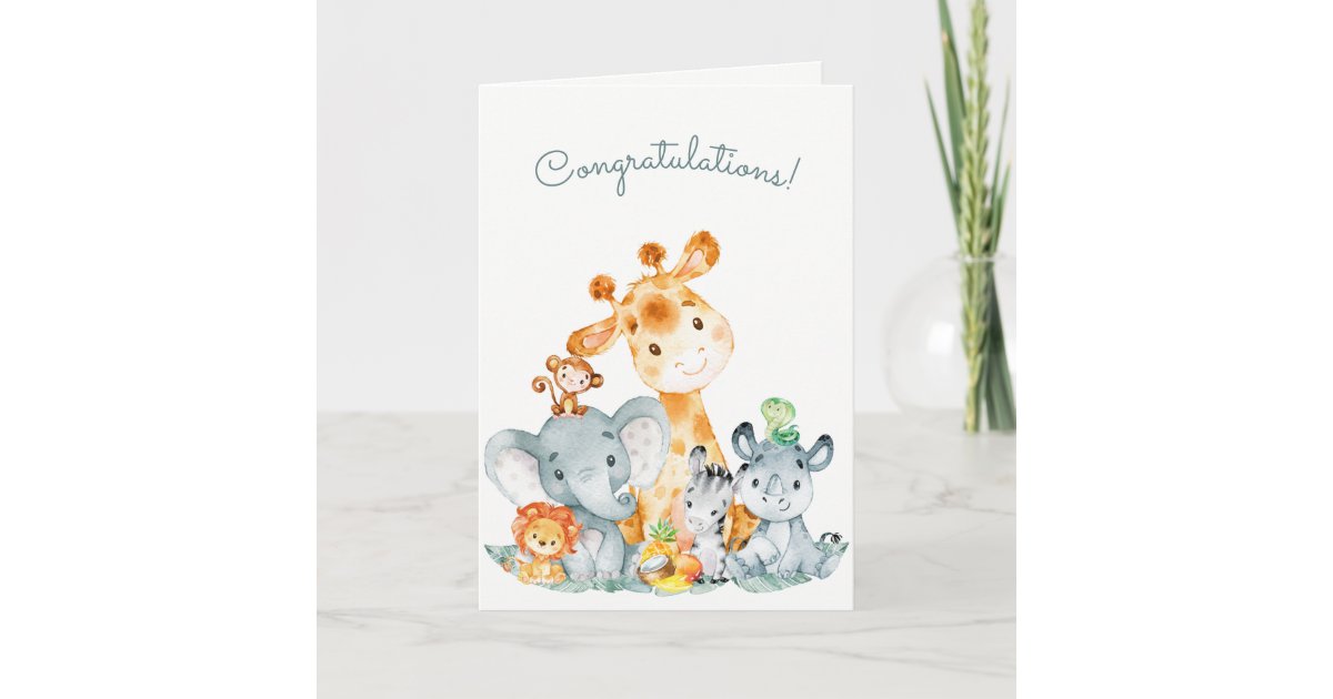 Waterverf Cute Safari Oerwouden Birthday Kaart | Zazzle.nl