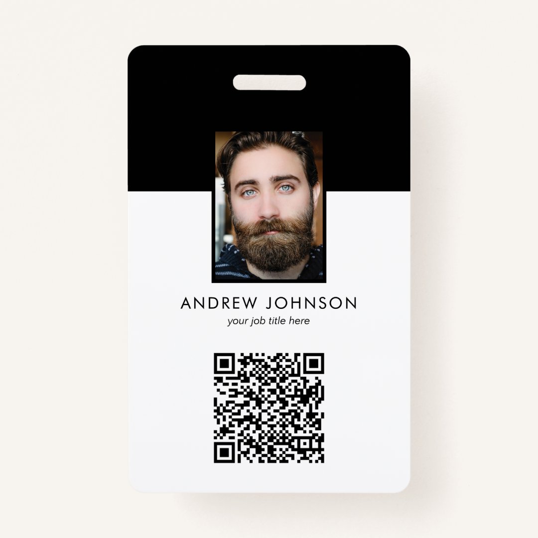 Werknemer ID QR Code Logo Foto Badge | Zazzle.nl