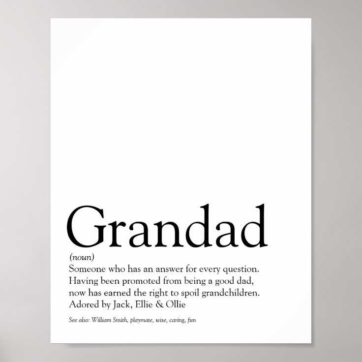 Werkt het beste van ooit opa, opa, Papa-definitie Poster | Zazzle.nl