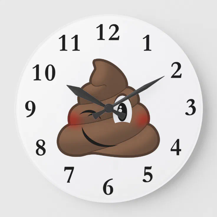 Winking Poop Emoji Grote Klok | Zazzle.nl