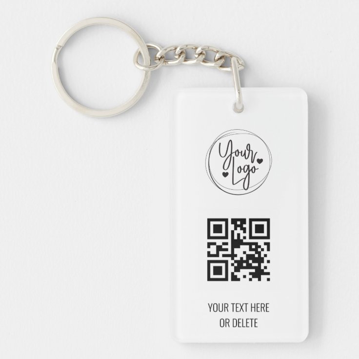 Witte, eenvoudige QR Code Logo Business Sleutelhan Sleutelhanger ...