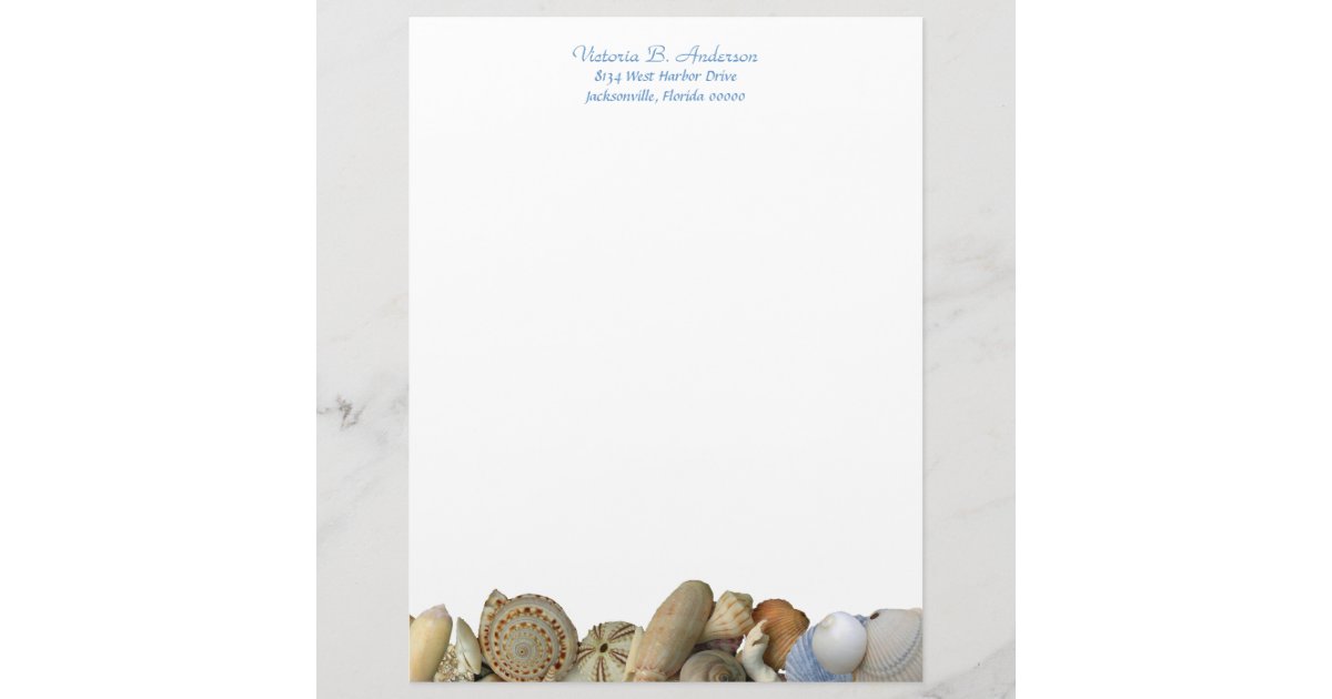 Zee Shell Border Letterhead, 2 Briefhoofd Sjabloon | Zazzle.nl