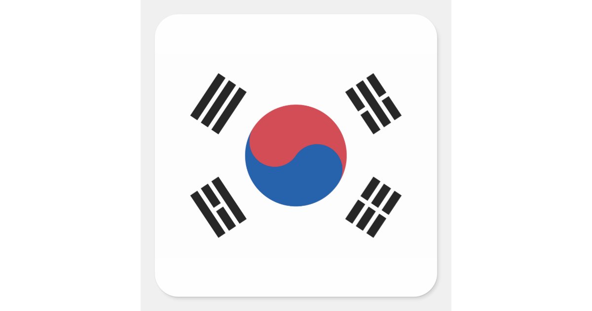 Zuid-Koreaanse vlag - Korea - Taegeukgi - 대 민 국 의 Vierkante Sticker ...
