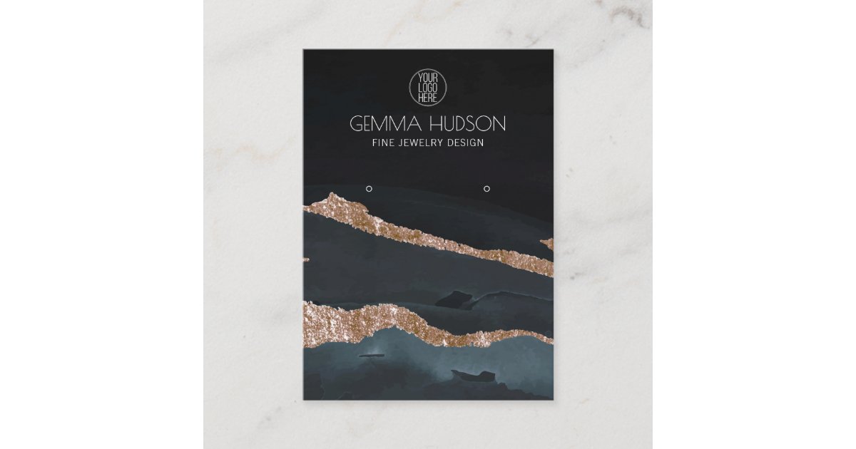 Zwarte Onyx-marmer Roos Gold-oormeringskaart Visitekaartje | Zazzle.nl